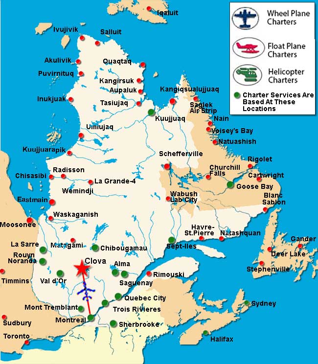 Charter Flights To Clova Quebec/Charter Flight Network